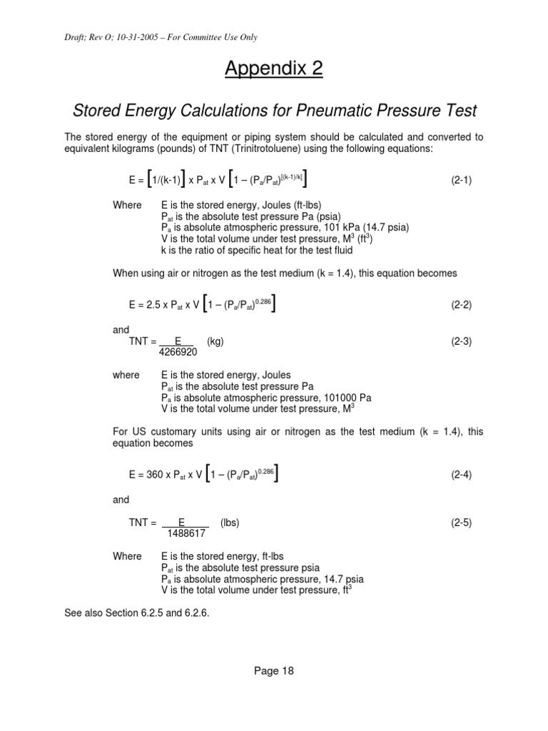Pneumatic Test - Calculation | Pascal (Unit) | Risk