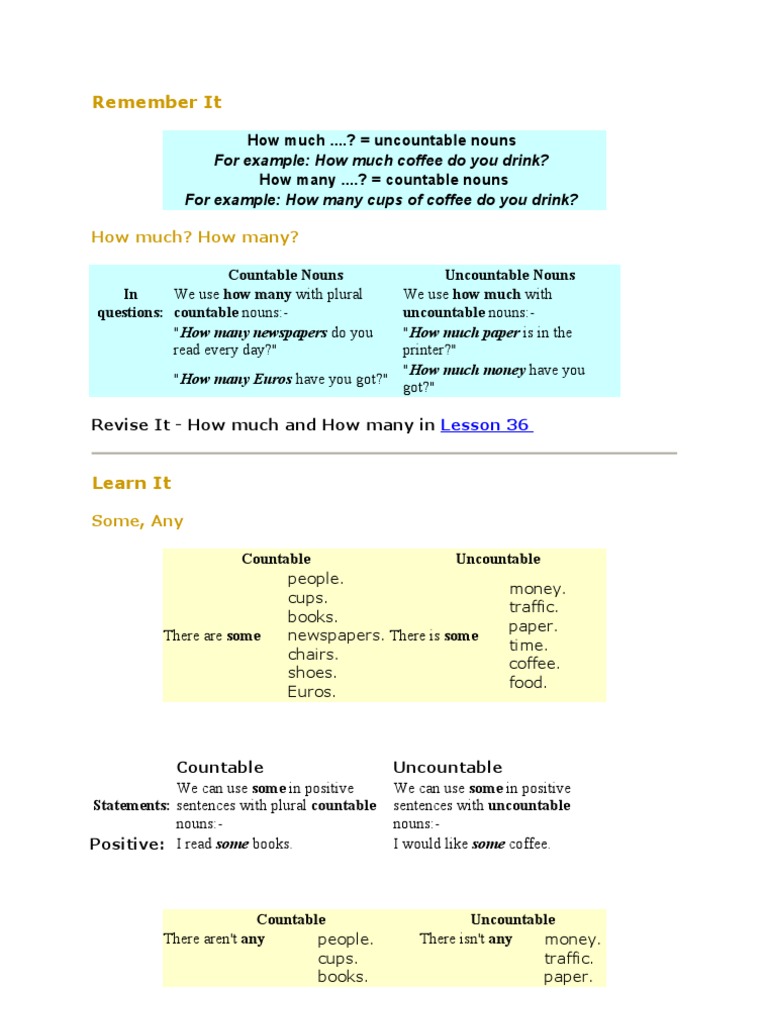 Count and NonCount Nouns | PDF | Noun | Plural