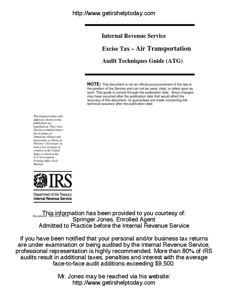 Air Transportation Excise Tax Guide | PDF | Internal Revenue Code ...
