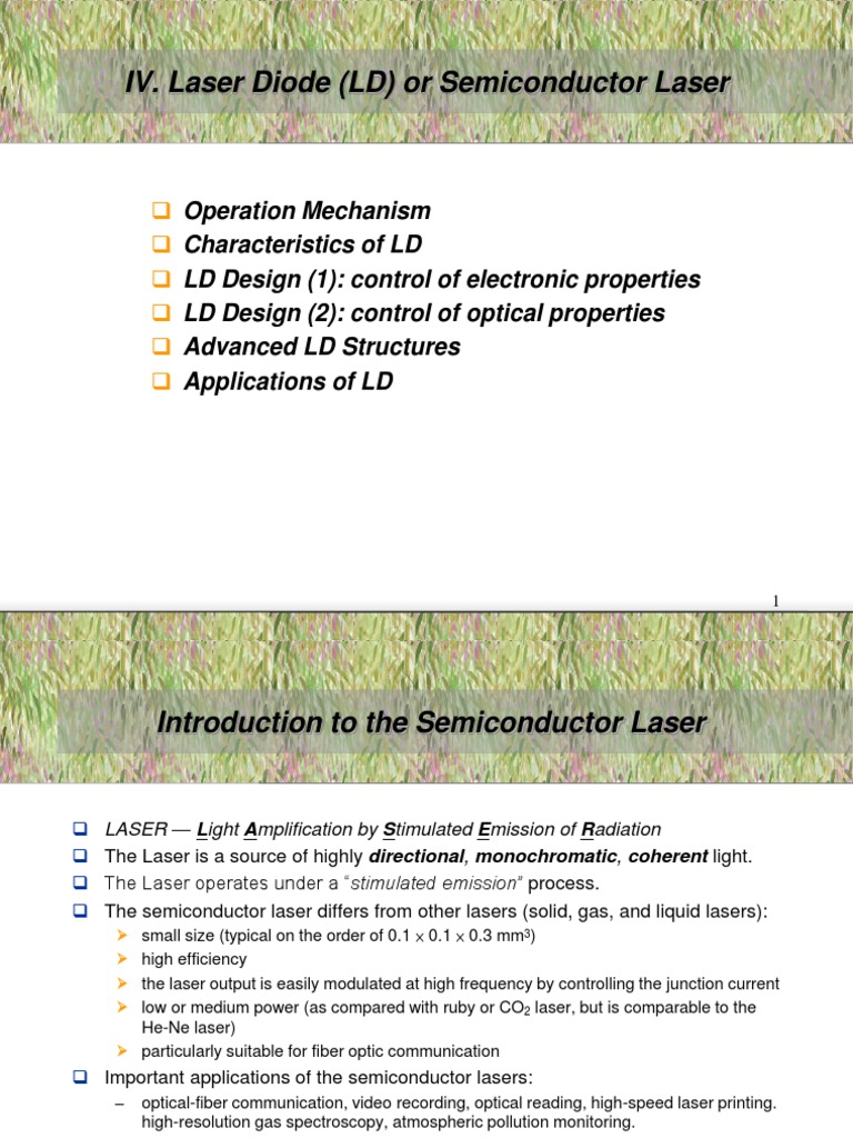 IV. Laser Diode (LD) or Semiconductor Laser | PDF | Laser | Laser Diode