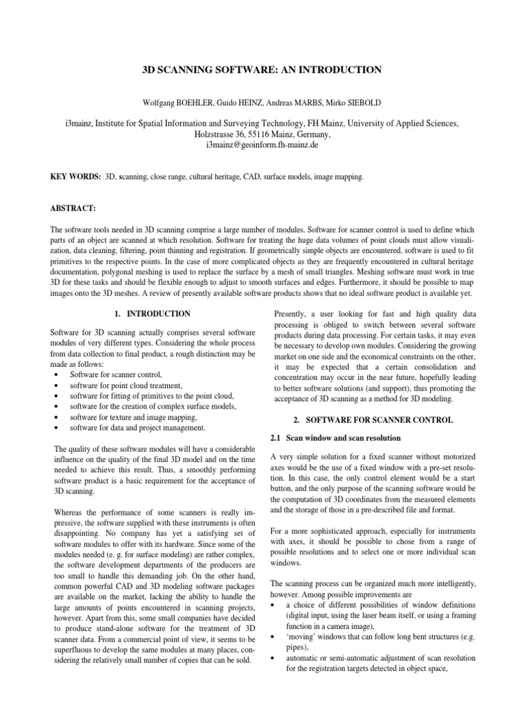 Introduction of 3D Scanning | PDF | Image Scanner | 3 D Modeling