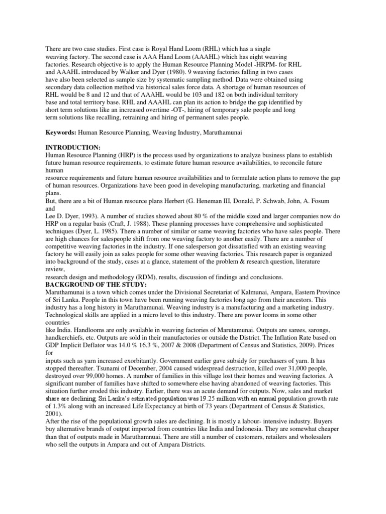 There Are Two Case Studies | Download Free PDF | Loom | Weaving