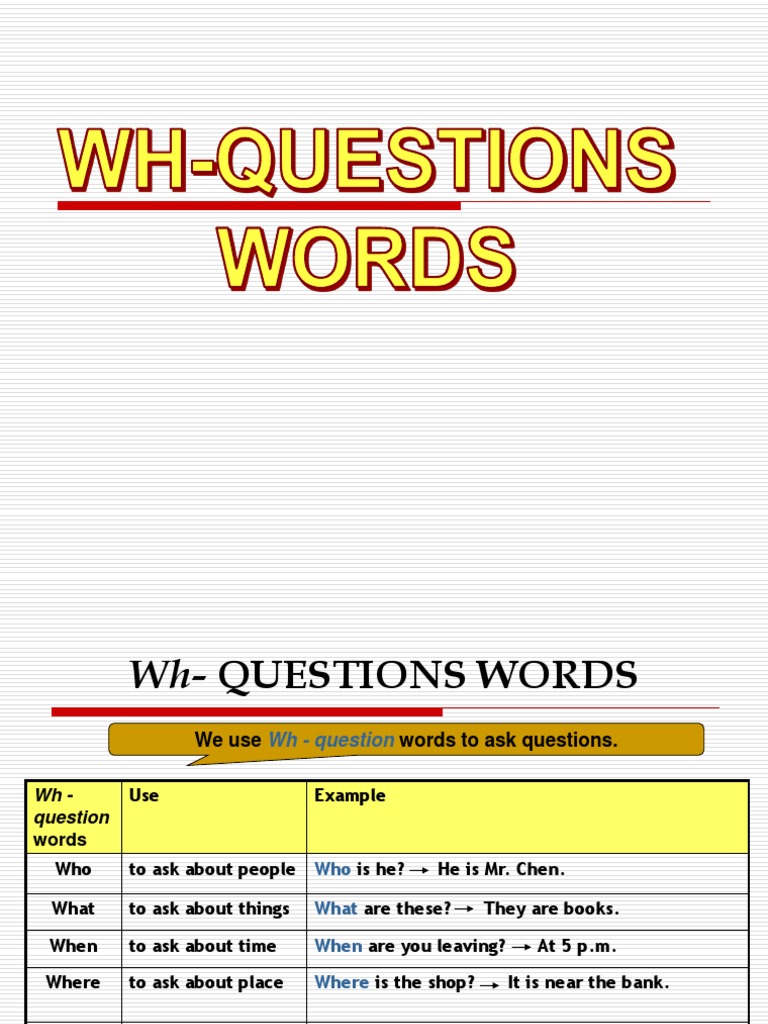 WH Question Words | PDF