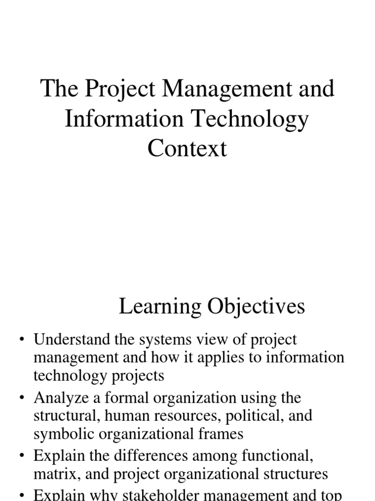 IT Project Management Context Overview | PDF | Project Management ...