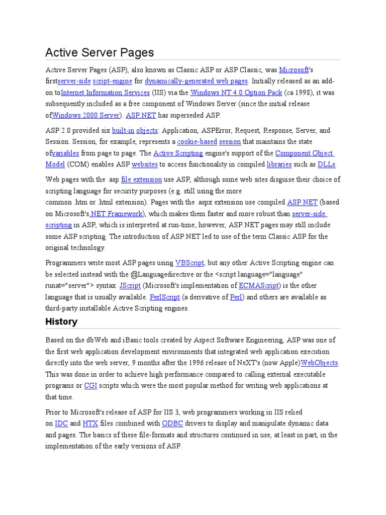 Server Pages Download Free Pdf Active Server Pages Scripting Language