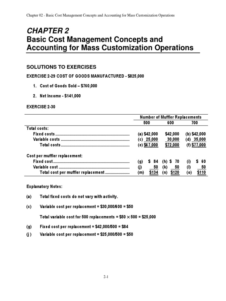 Chapter 2 - Selected Answers | PDF | Cost Of Goods Sold | Cost Accounting