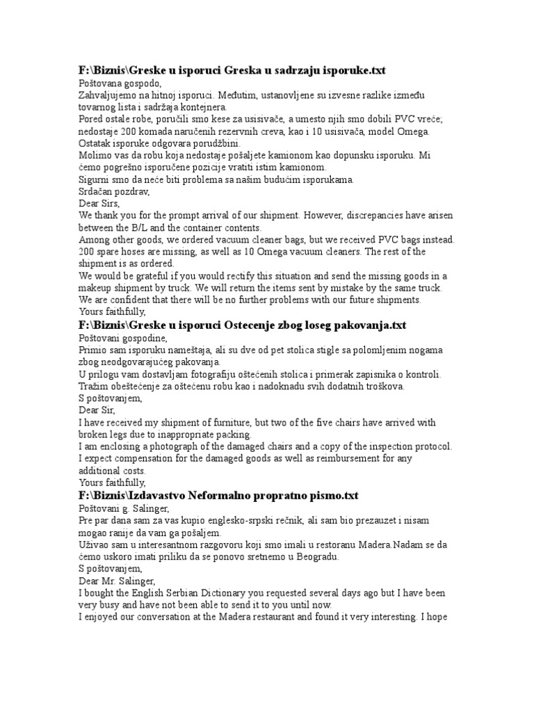 Poslovna Pisma | PDF