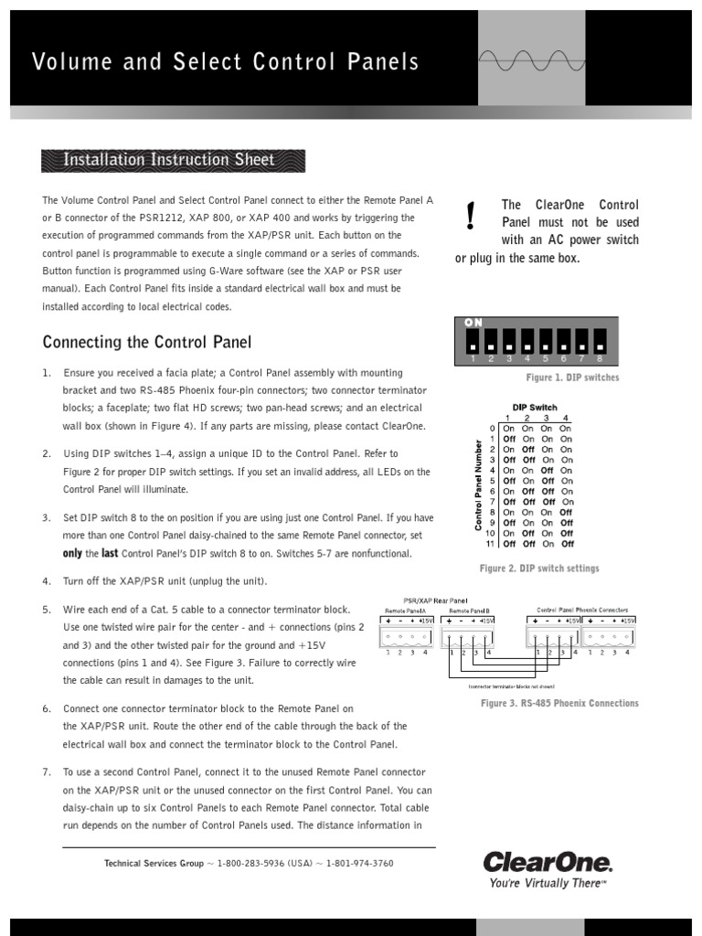 Volume and Select Control Panels: Installation Instruction Sheet | PDF ...