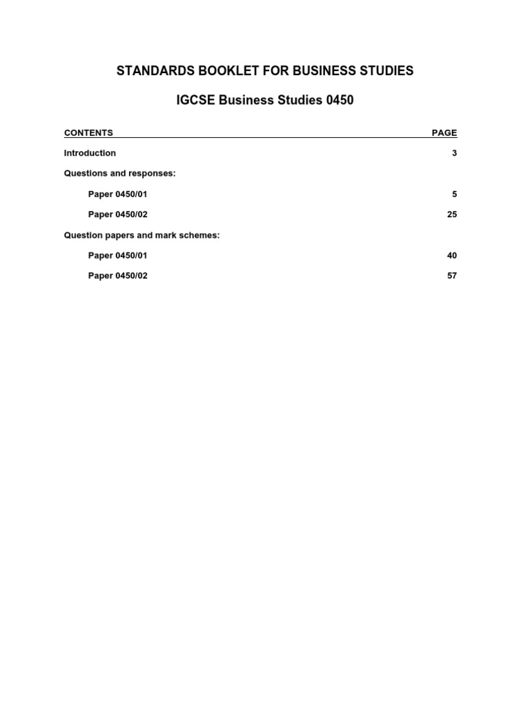 Business Studies IGCSE Standards Booklet | PDF | Partnership | Lean ...
