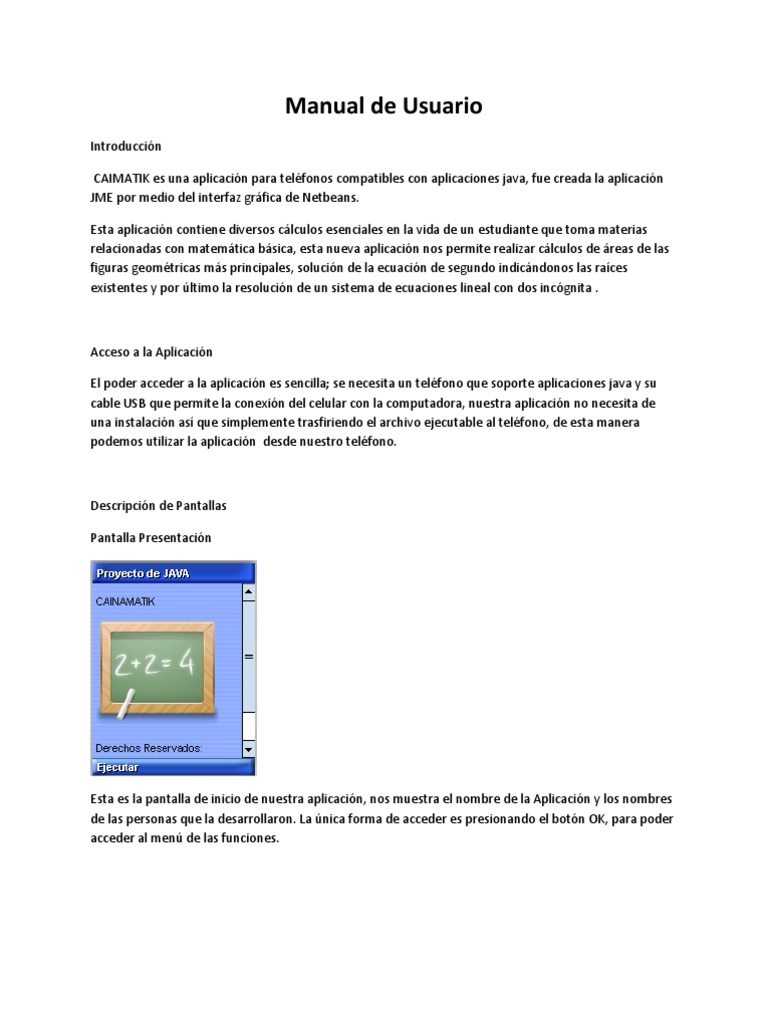 Manual Usuario Aplicacion JME JAVA | PDF | Ecuaciones | Función (Matemáticas)
