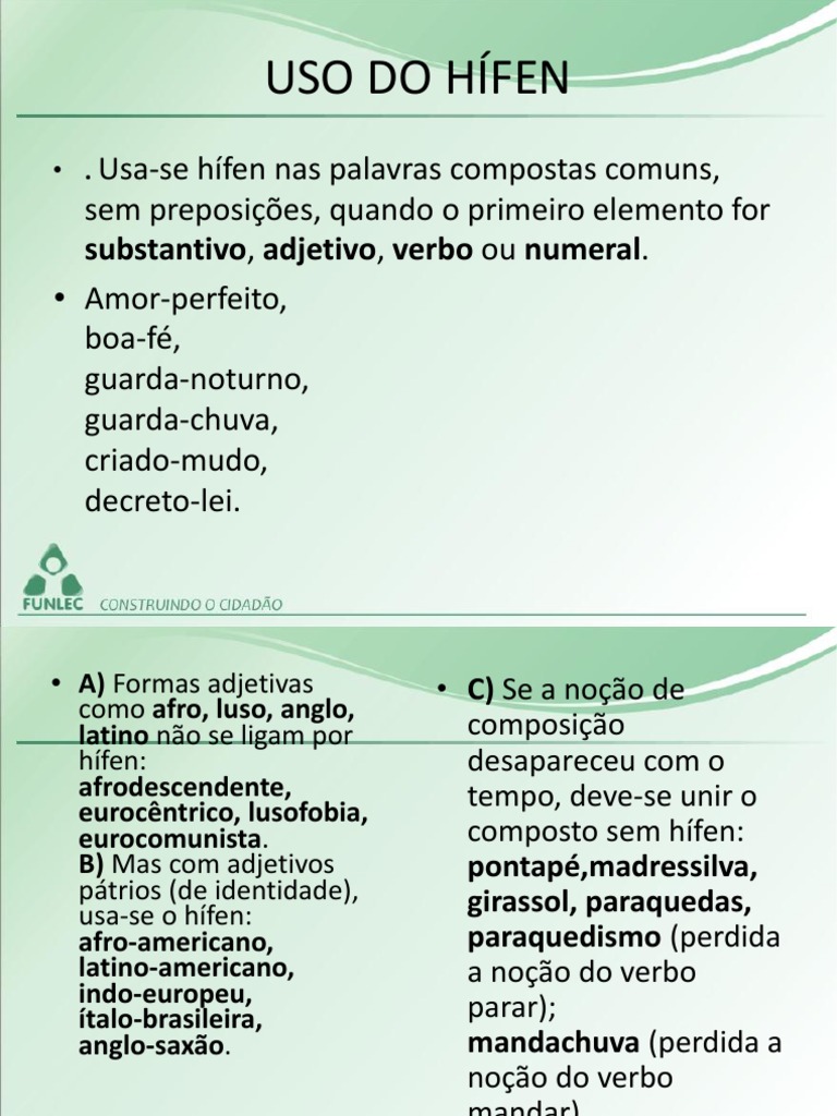 Uso Do Hífen | PDF | Mecânica da linguagem | Morfologia linguística