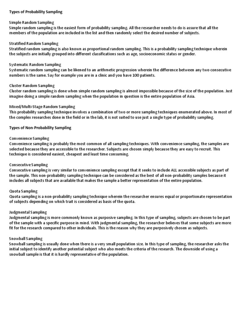 Types of Probability Sampling | PDF | Sampling (Statistics) | Research Methods