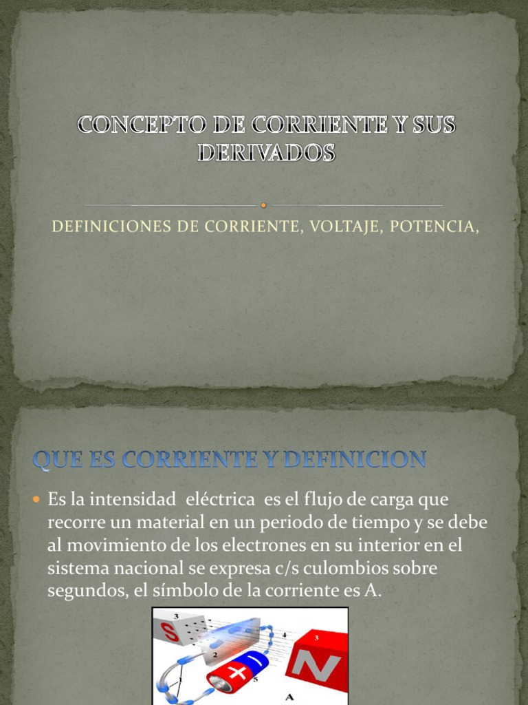 Concepto de Corriente y Sus Derivados | PDF | Corriente eléctrica | voltaje