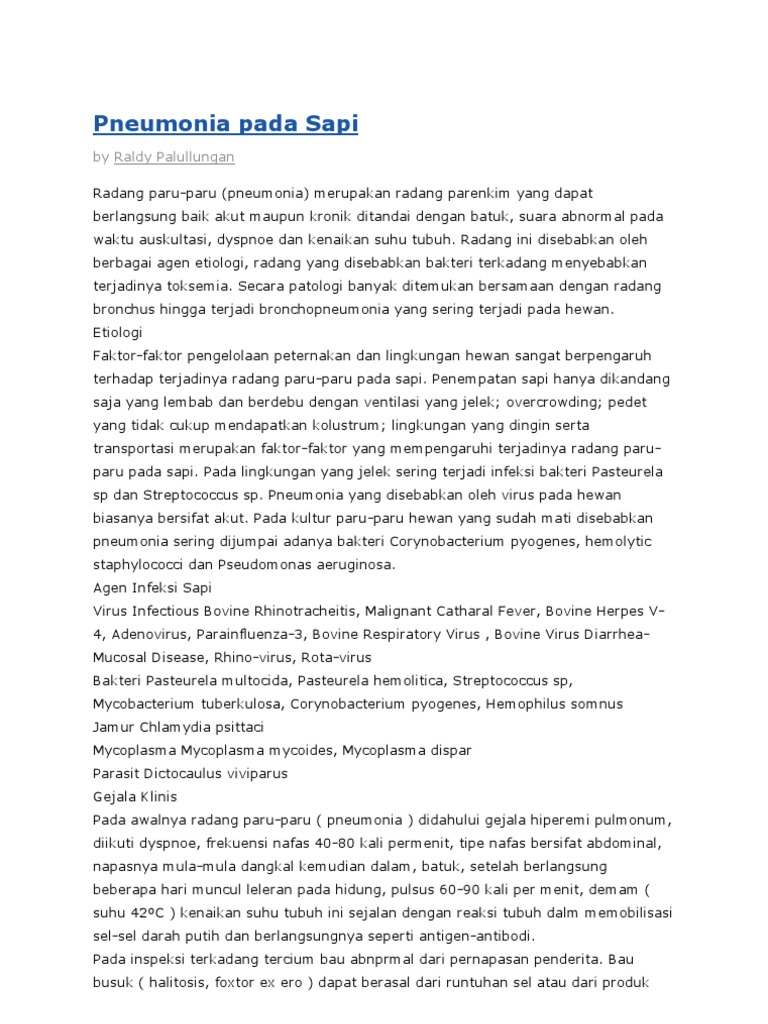 Pneumonia Pada Sapi | PDF