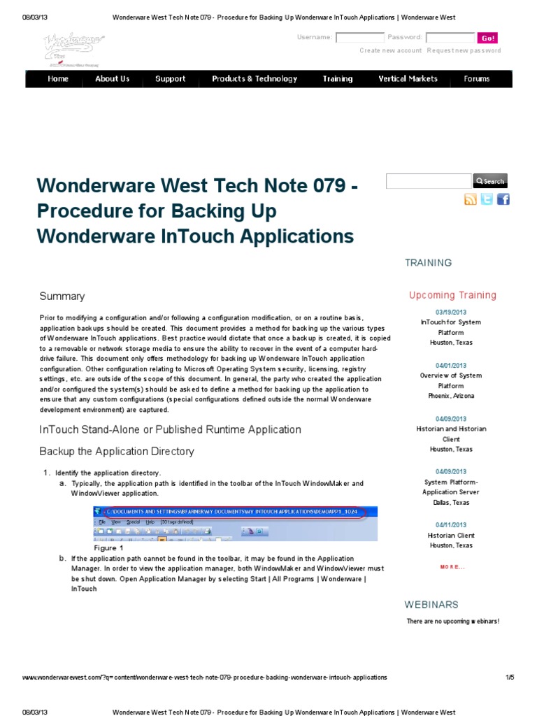 Wonderware West Tech Note 079 - Procedure For Backing Up Wonderware ...