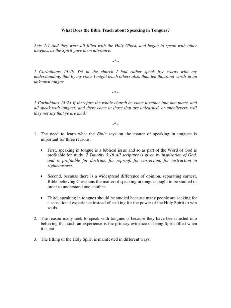 Biblical Insights on Speaking in Tongues | PDF | Glossolalia | Acts Of ...