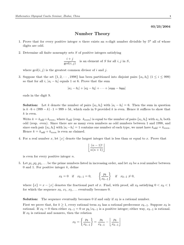 analysis-of-number-theory-problems-and-solutions-from-a-mathematics
