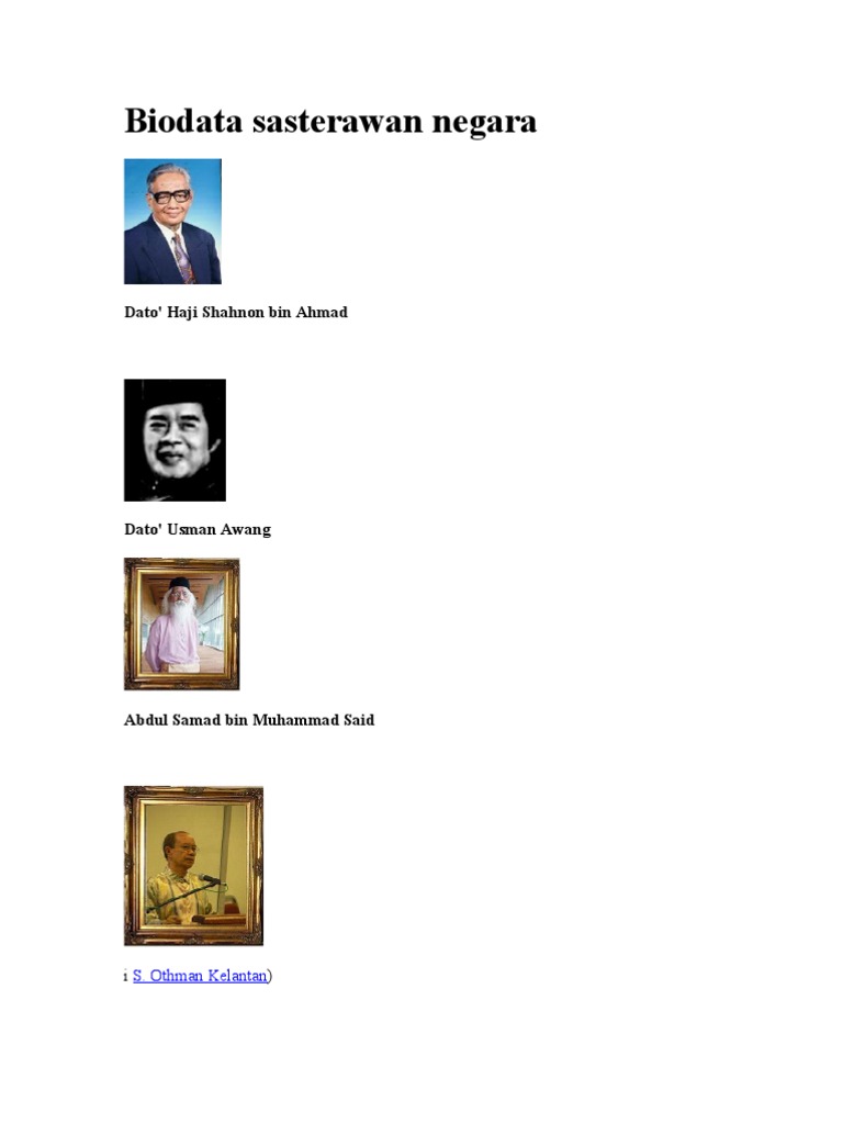 Biodata Sasterawan Negara | PDF