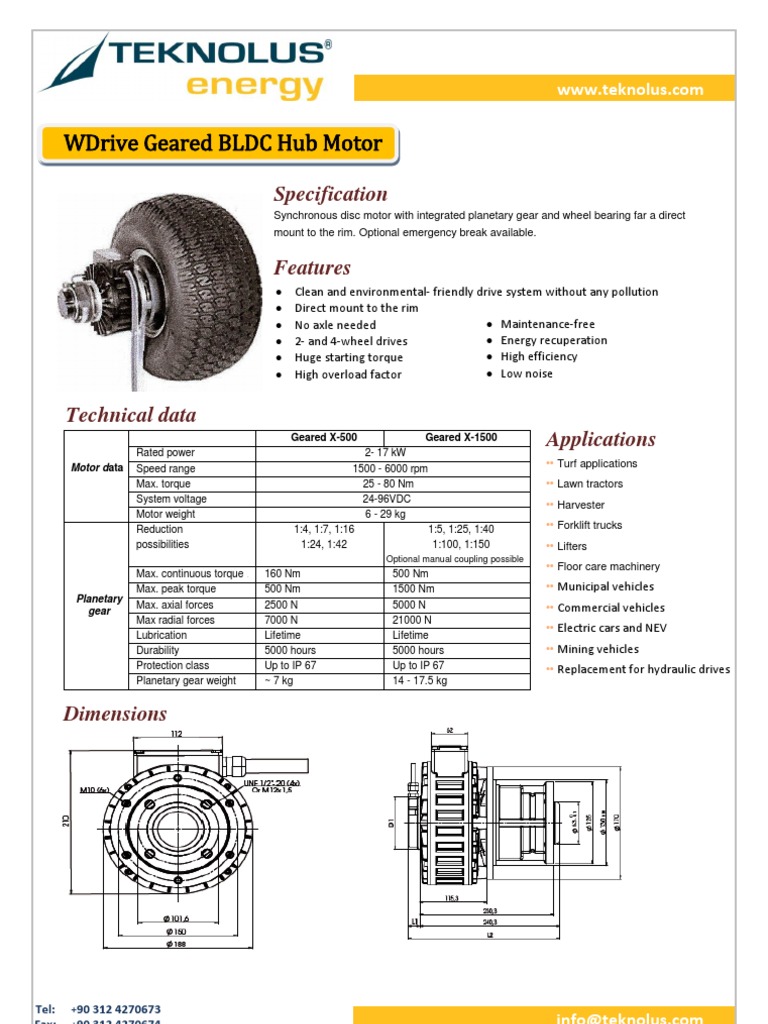 WDrive Geared BLDC Hub Motor | PDF | Technology & Engineering