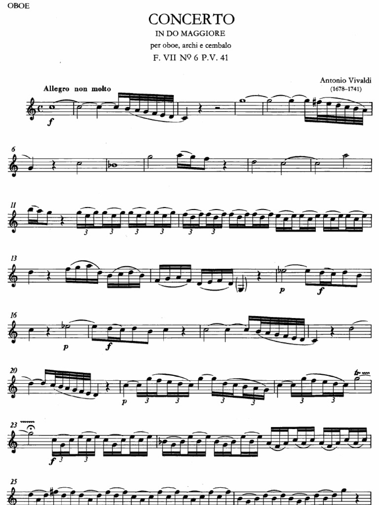 Vivaldi Oboe Concerto | PDF