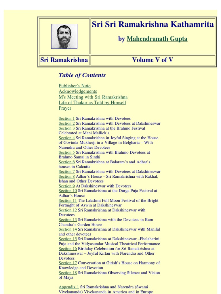 Mahendranath Gupta - Sri Sri Ramakrishna Kathamrita Volume V (289p ...