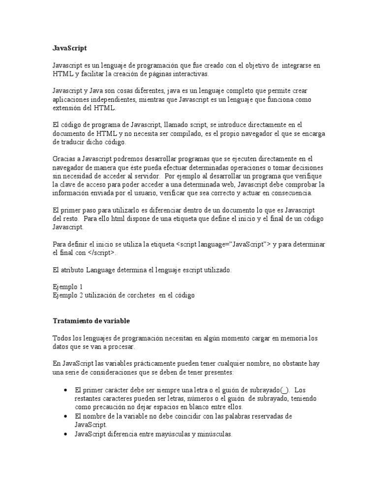 Apuntes de Javascript | PDF | Script Java | Lenguaje de programación
