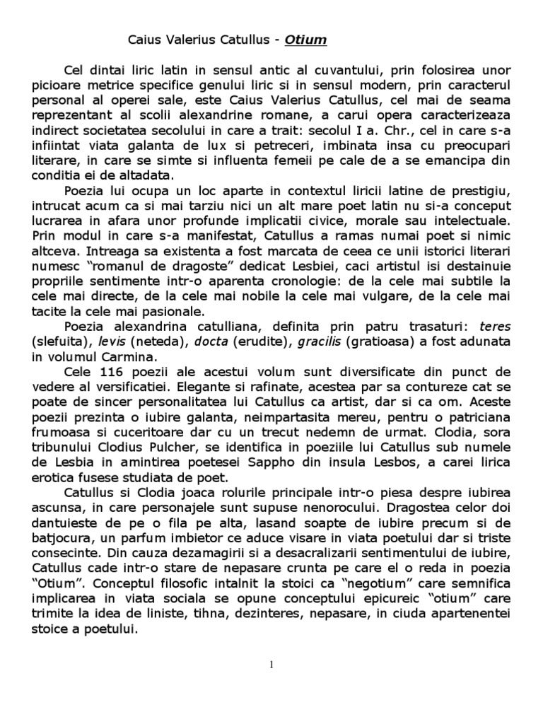 Caius Valerius Catullus - Otium | PDF