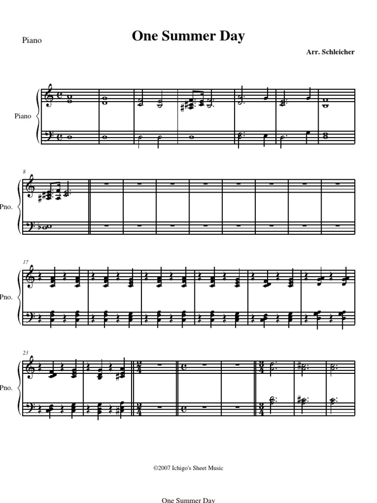 One Summer Day: Piano | PDF | Foreign Language Studies