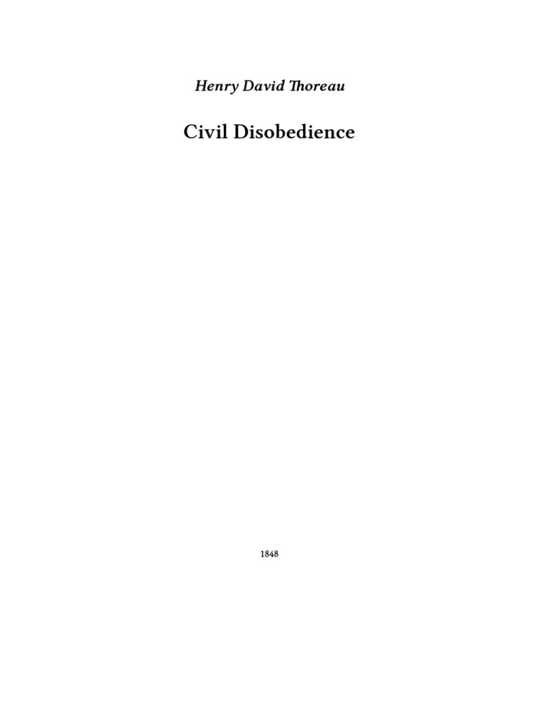Thoreau's Civil Disobedience Essay | PDF | Conscience | Civil Disobedience
