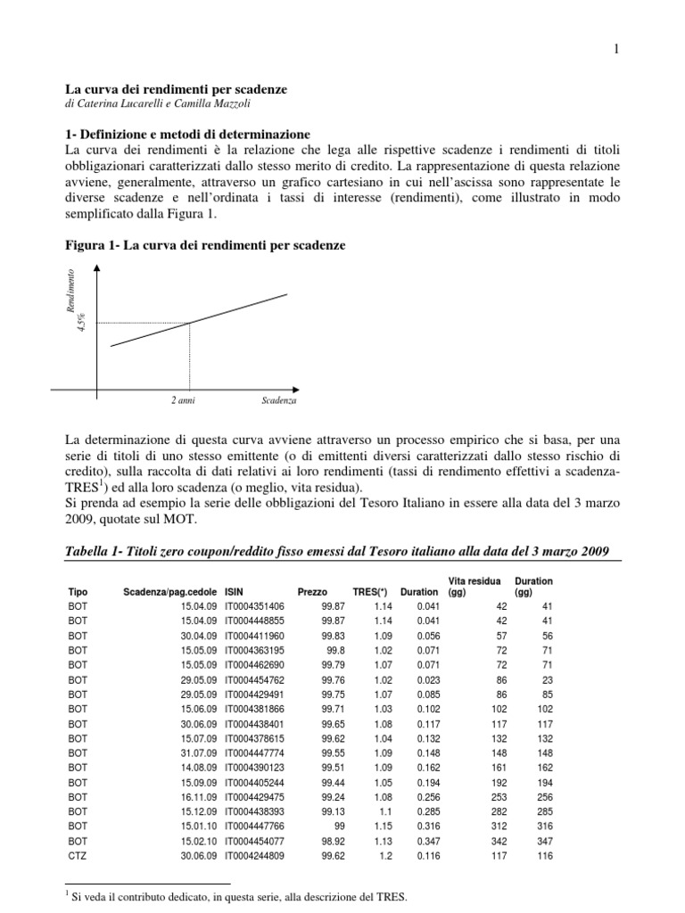 La Curva Dei Rendimenti | PDF