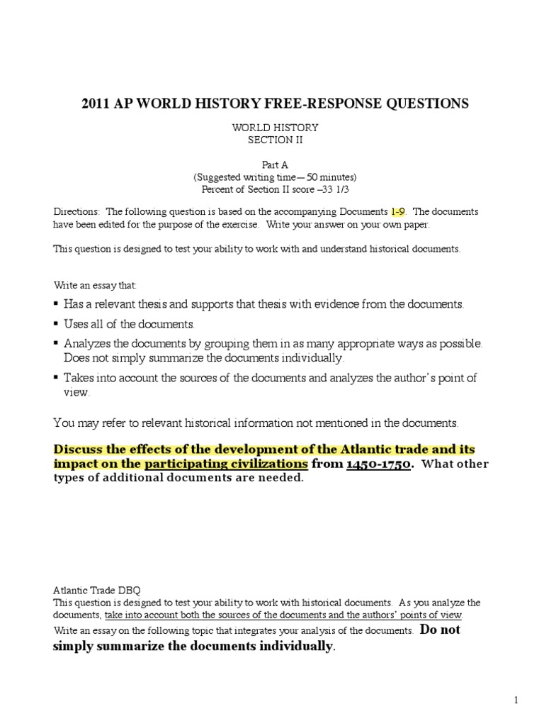 Atlantic Trade DBQ | Download Free PDF | Atlantic Slave Trade | Essays