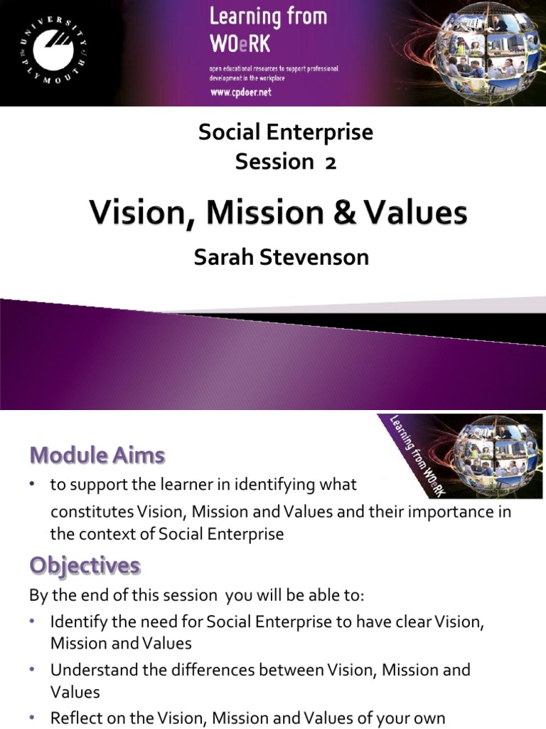 Social Enterprise Vision, Mission and Values | PDF | Social Enterprise ...