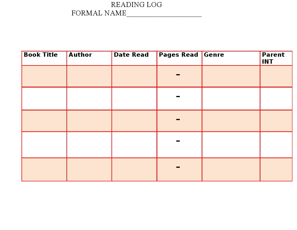 Reading Log Template for Books | PDF