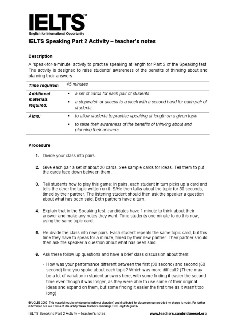 IELTS Speaking Part 2 | PDF