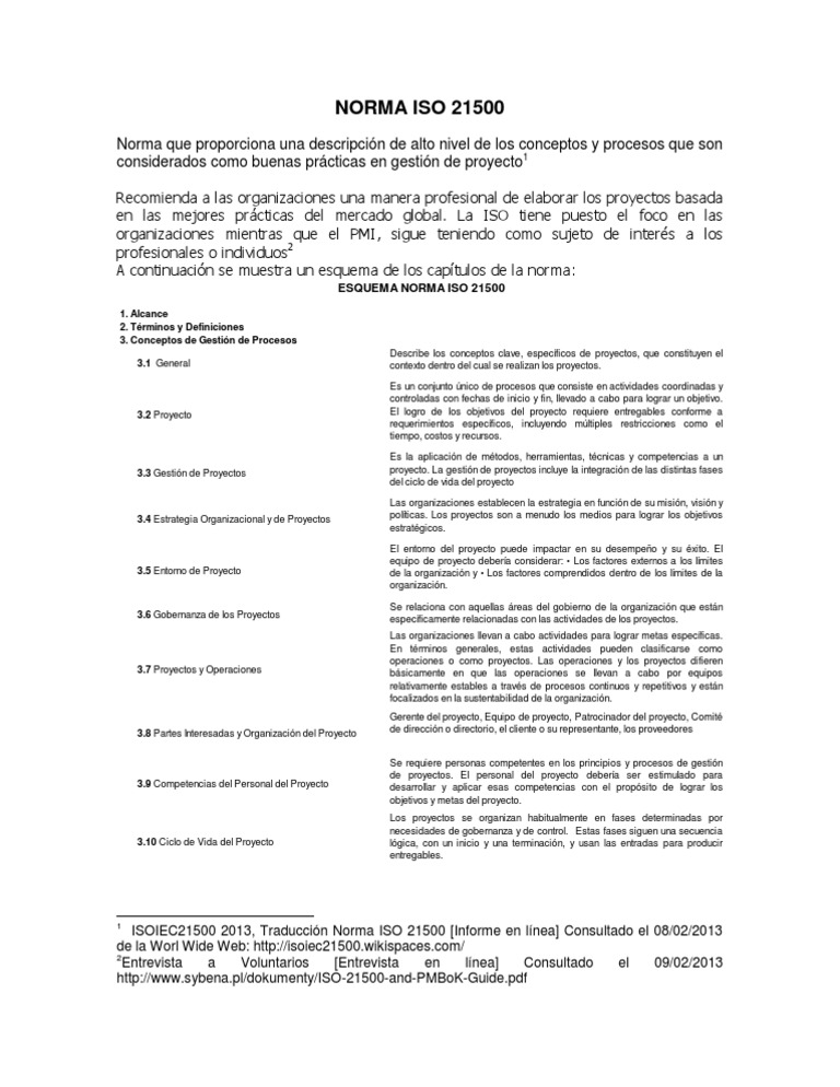 Resumen ISO 21500 | PDF | Gestión de proyectos | Business