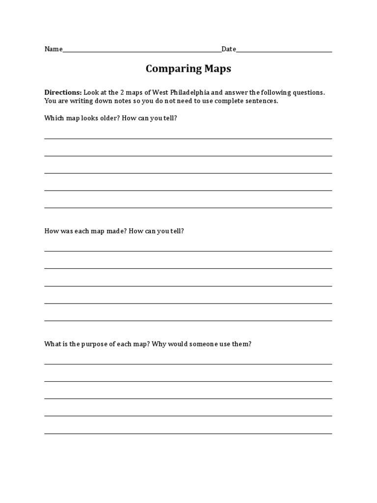 Comparing Maps Worksheet | PDF