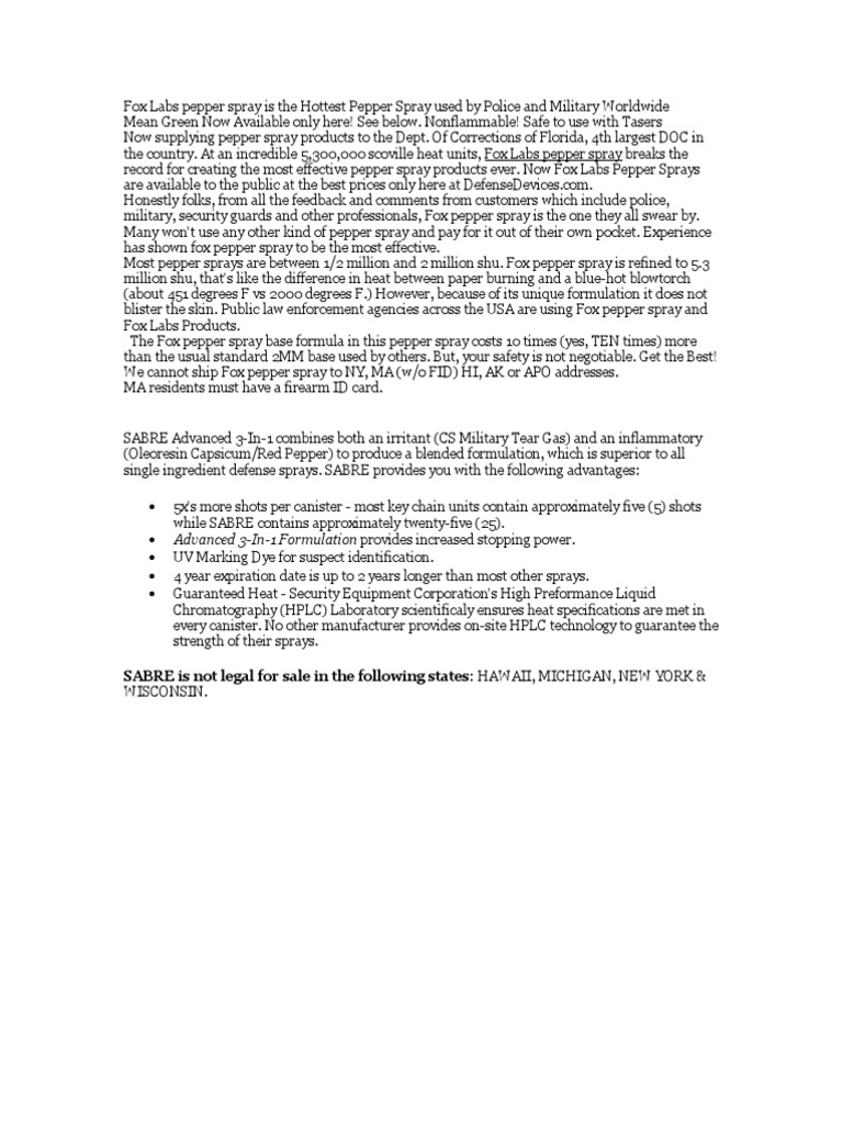 Pepper Spray, Freeze + P, Gel, and Foam | PDF | Nature