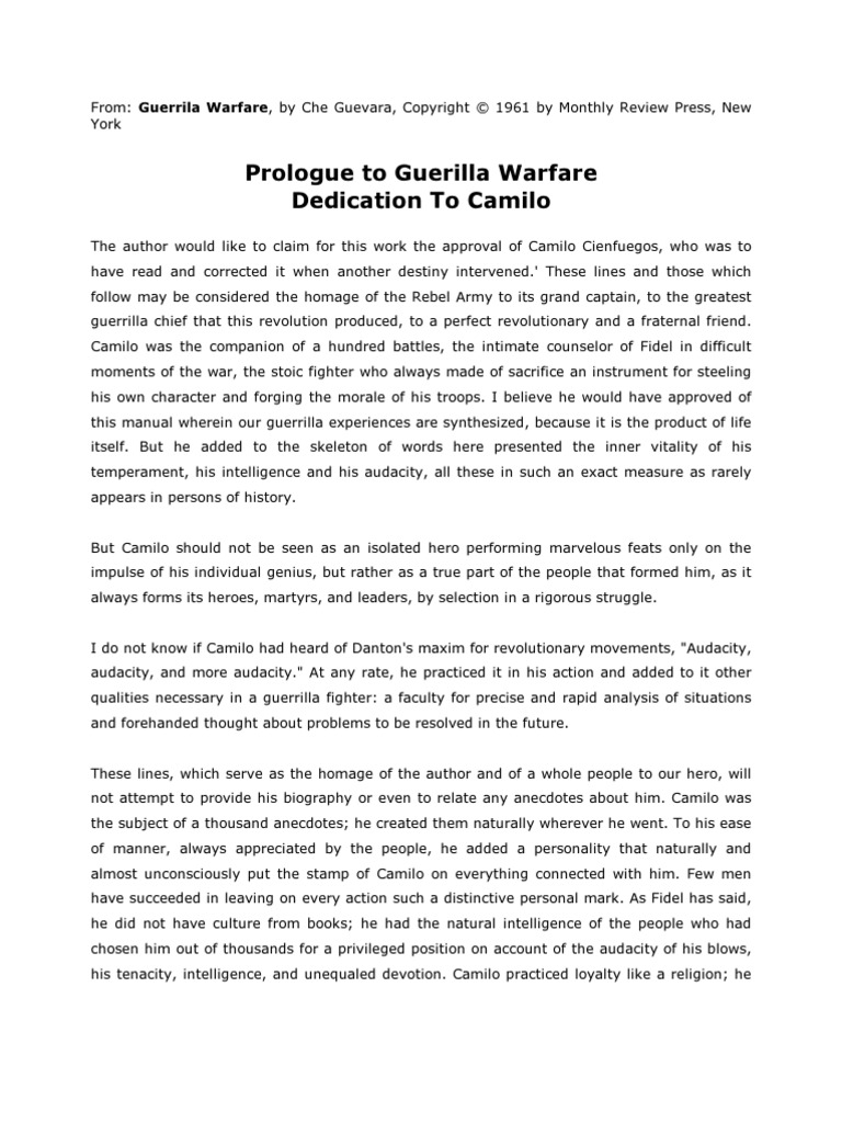 Guerrilla Warfare, Prologue - Che Guevara PDF | PDF