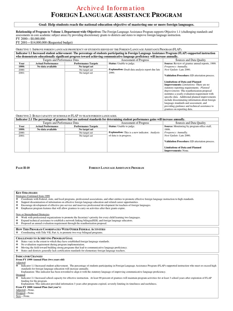 Foreign Language Assistance Program Overview | PDF