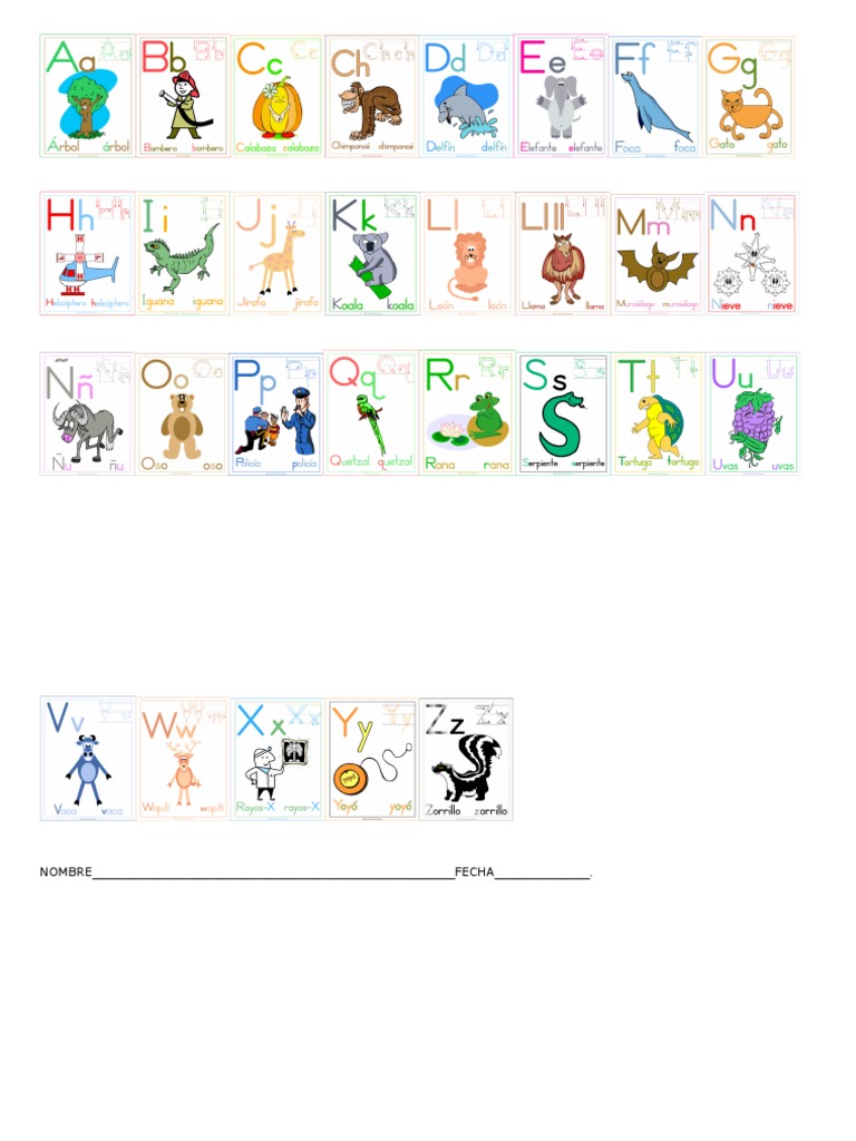Abecedario Imprimible 1º Carta | PDF