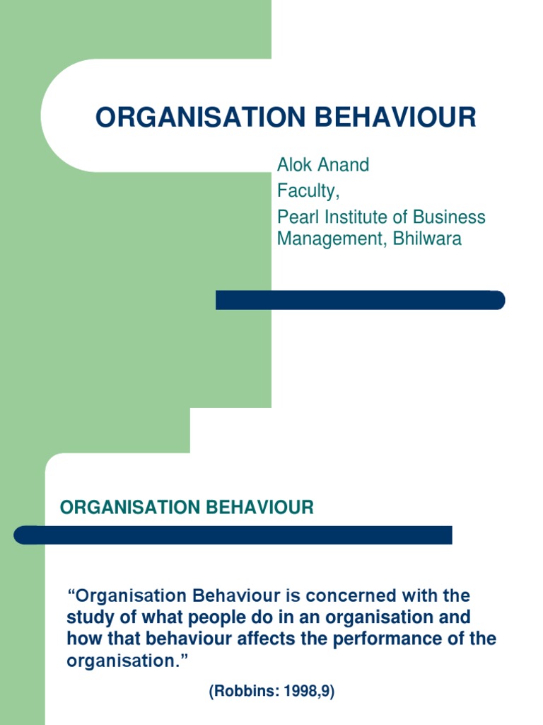 Introduction To Organisation Behaviour | PDF | Organizational Behavior ...
