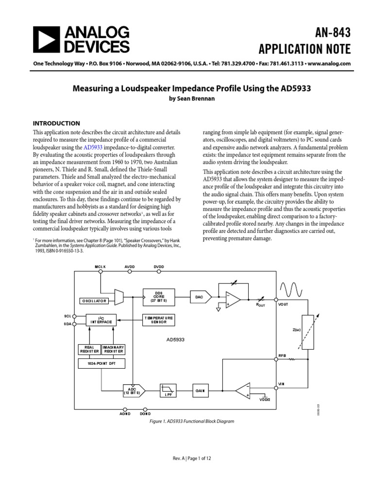 AD5933 | PDF | Loudspeaker | Analog To Digital Converter