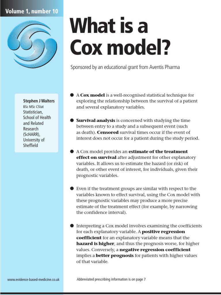 What Is A Cox Model?: Sponsored by An Educational Grant From Aventis ...