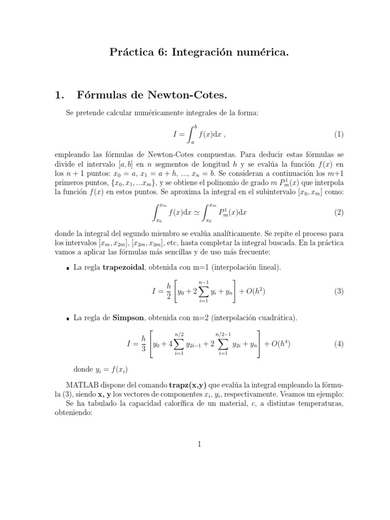 Aplicacion de Las Integrales de Newton-Cotes | PDF | Integral | Objetos ...