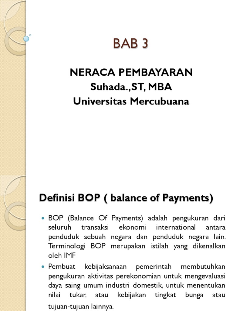 BAB 3 Neraca Pembayaran - MKI - Suhada | PDF