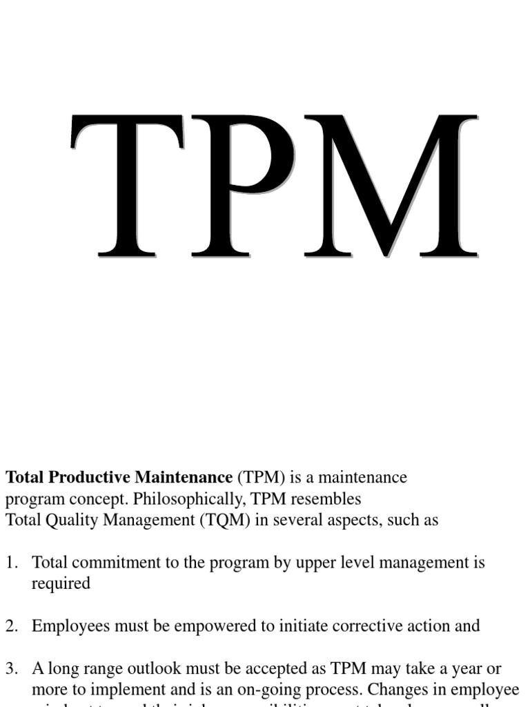 TPM.ppt | Quality Assurance | Operations Management