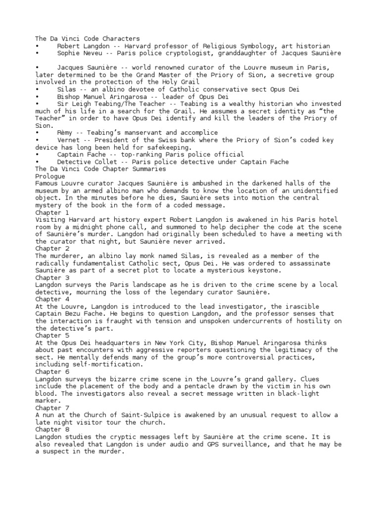 dan brown the da vinci code summary