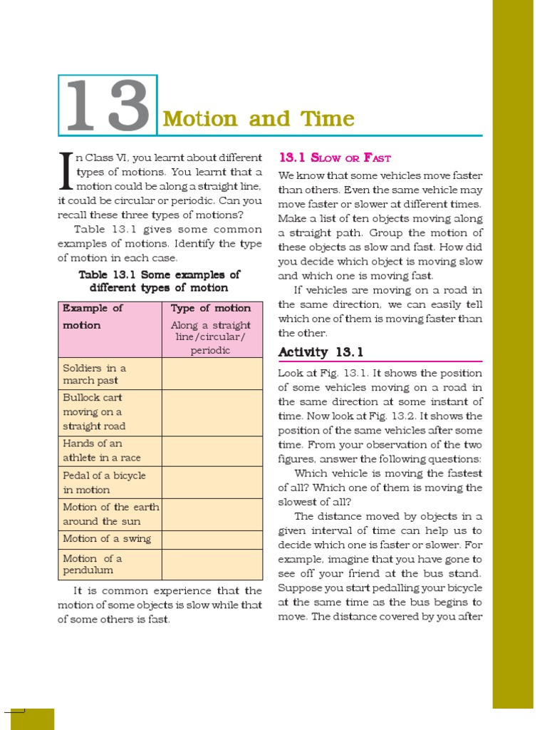 Class VII Motion & Time Basics | PDF