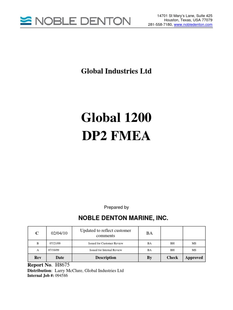 Noble Denton Global 1200 Dp2 Fmea | PDF | Reliability Engineering ...