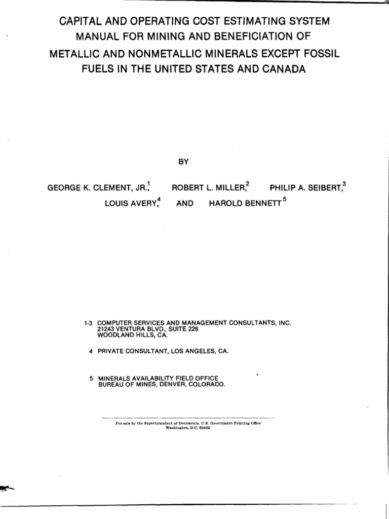 Mining Cost Estimation Manual | PDF | Mining | Nature